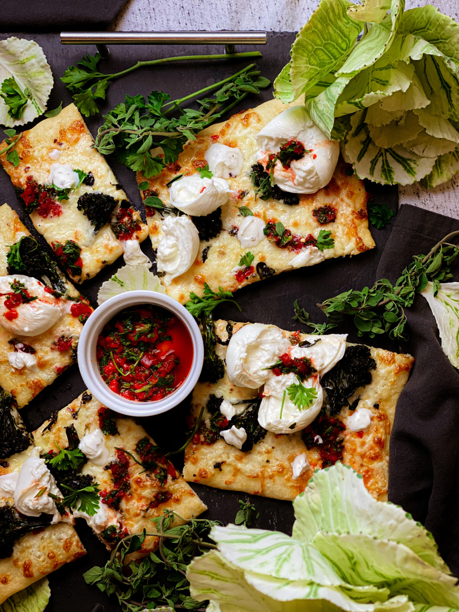 Flat Faced Flatbread with Burrata and Red Pepper Gremolata - Open Plate ...