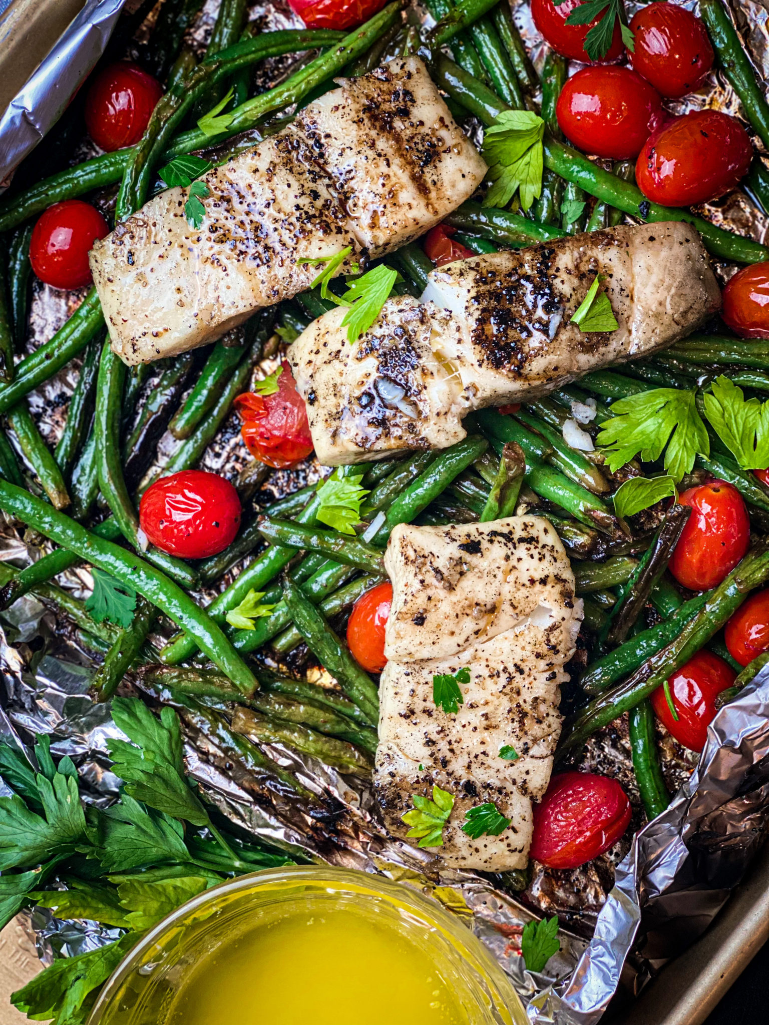 Surprise Grilled Halibut with Hatch Chili Butter - Open Plate Anthropology