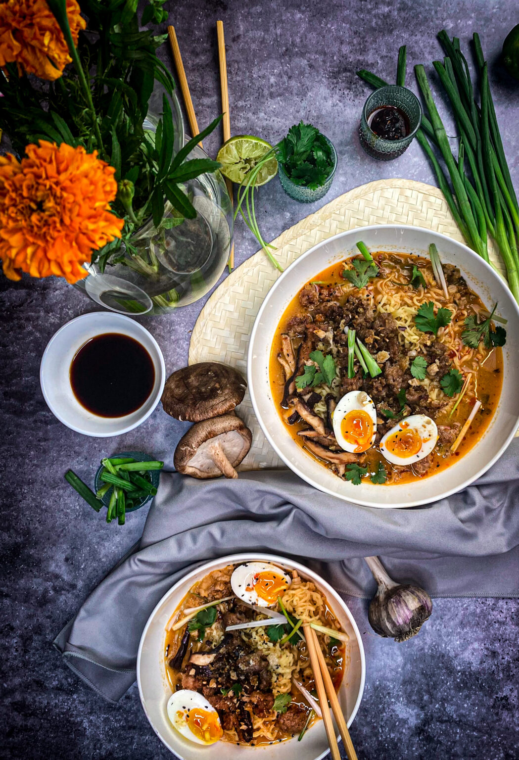 Crispy Pork Ramen with Garlic Crunch - Open Plate Anthropology